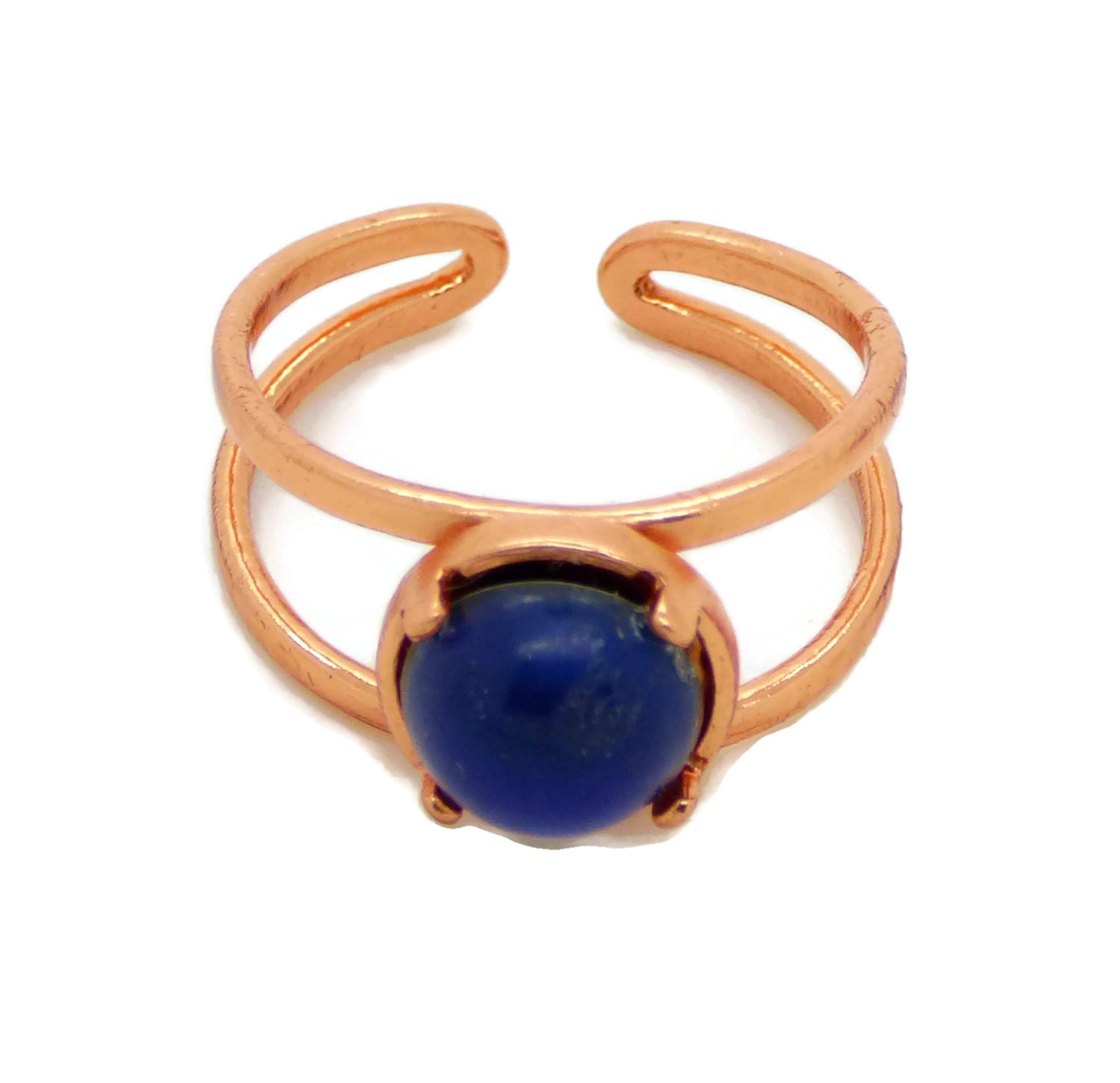 Round 8mm Mood Ring Copper Plated Brass Setting, Adjustable