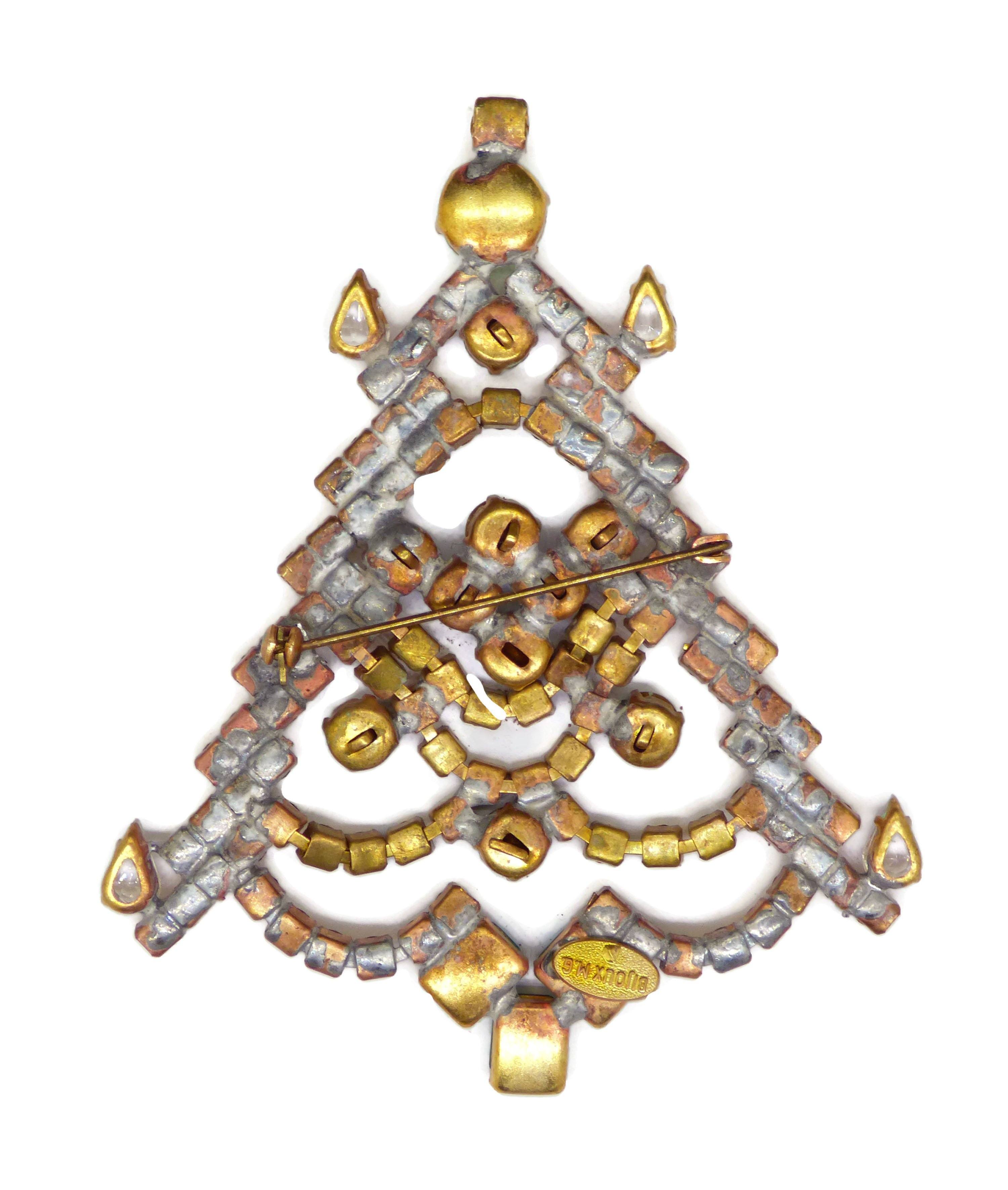 Bijoux MG Gold and Green Christmas Tree Brooch - Vintage Lane Jewelry