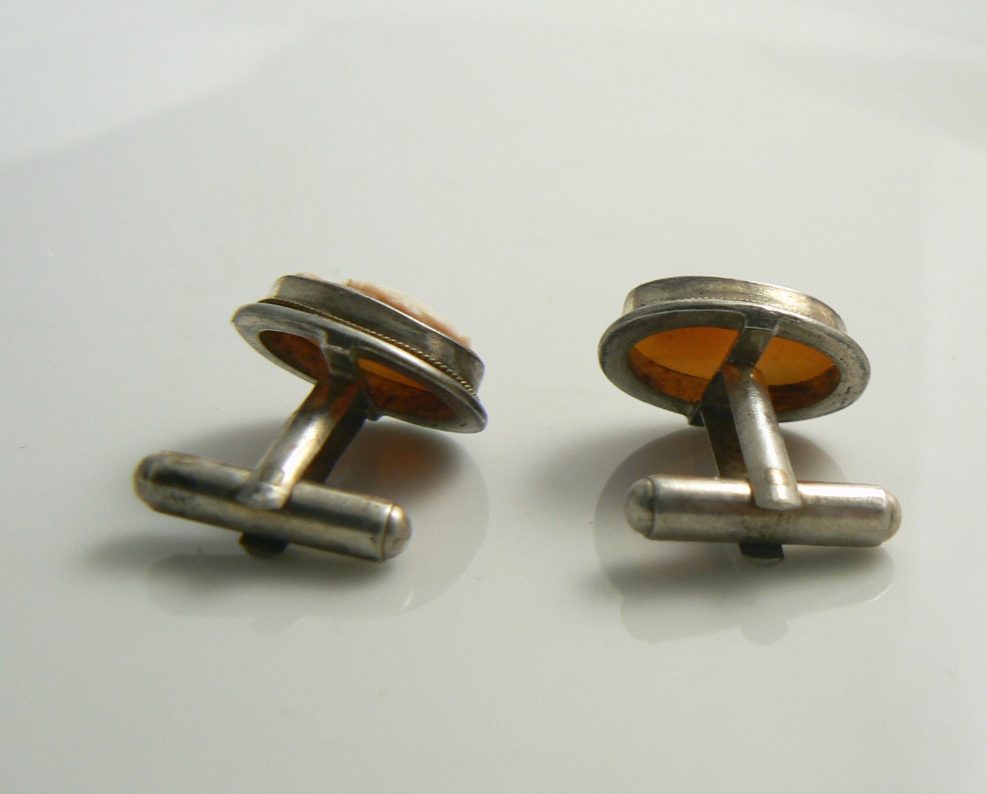 Genuine Carved Shell Cameo Cufflinks - Vintage Lane Jewelry