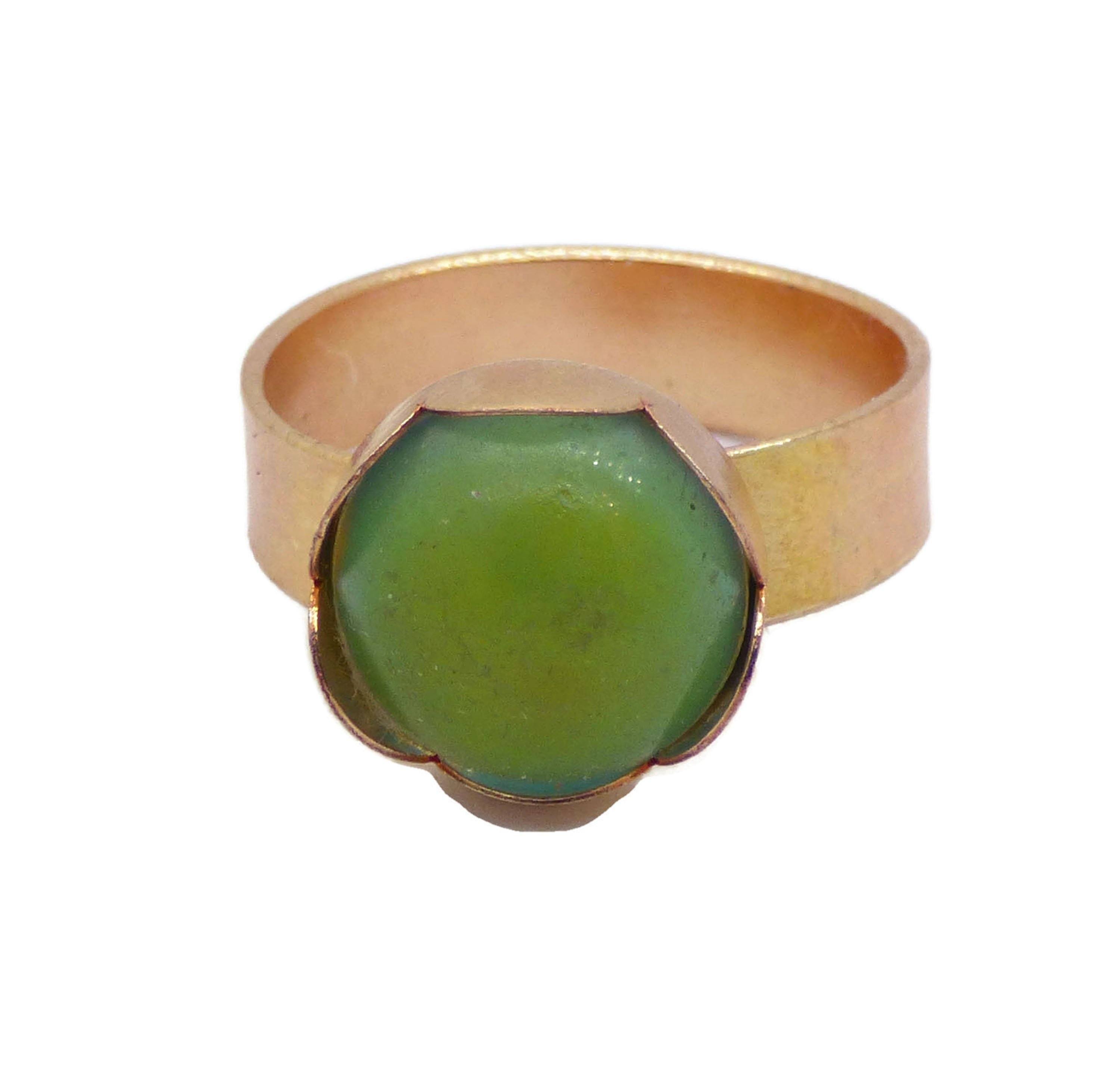 Mood Ring Gold Filled Flower Bezel