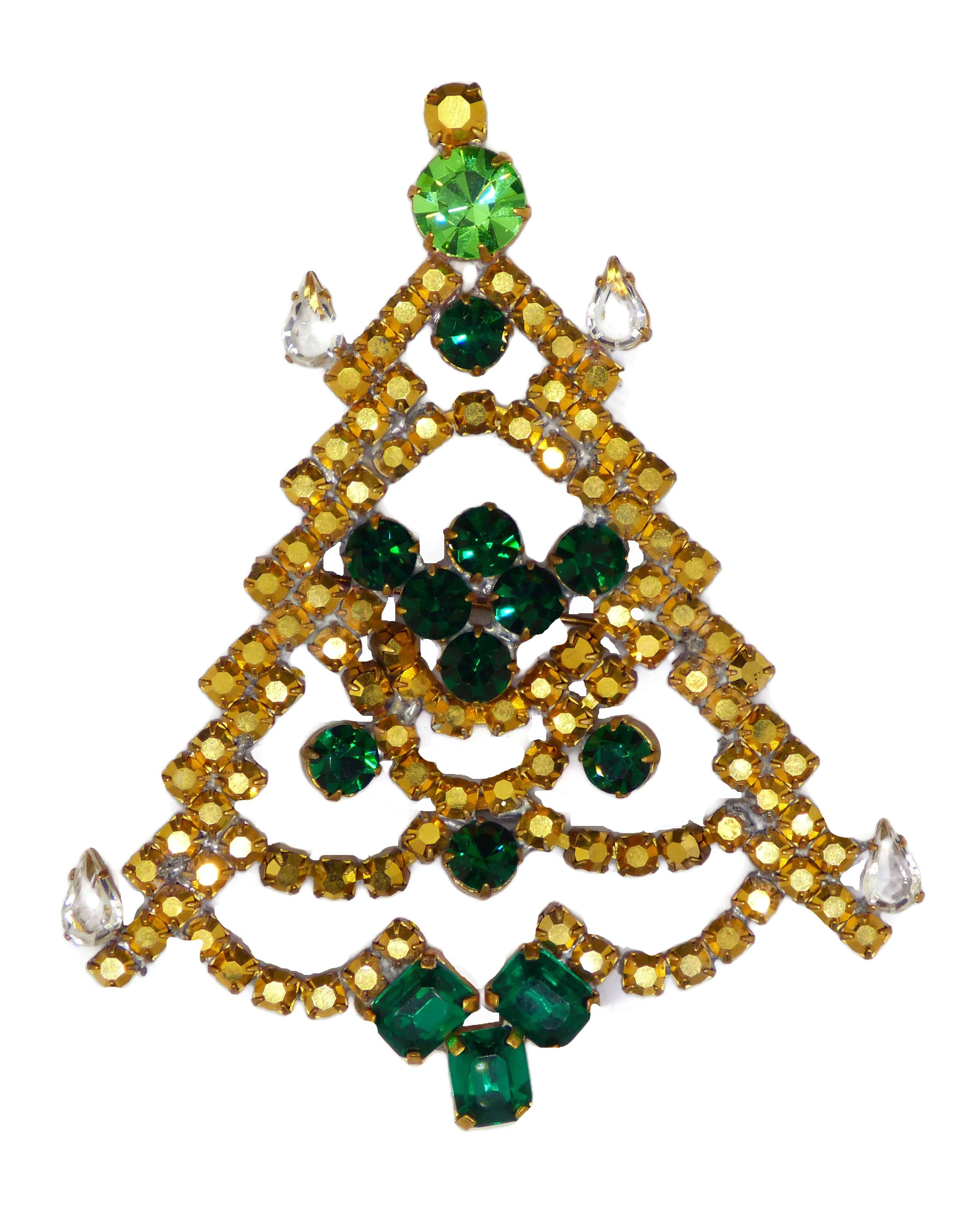 Bijoux MG Gold and Green Christmas Tree Brooch