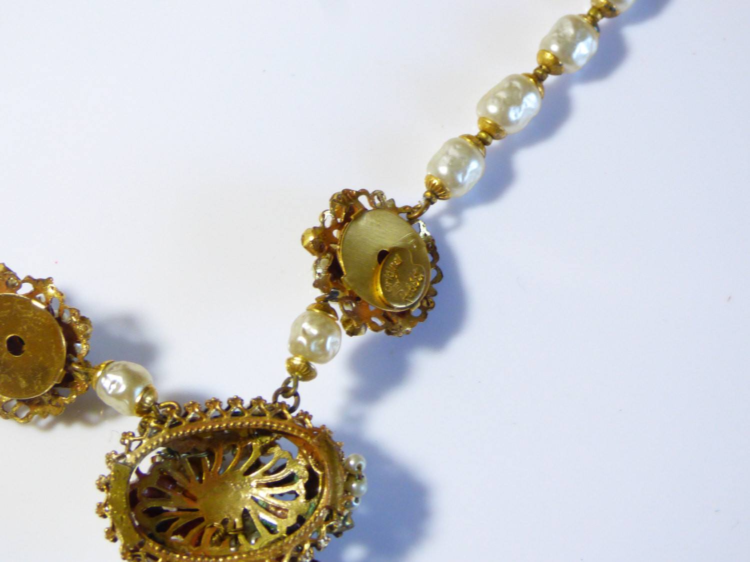 Original By Robert Glass Pearl, Crystal Montees Brushed Gold Necklace ...