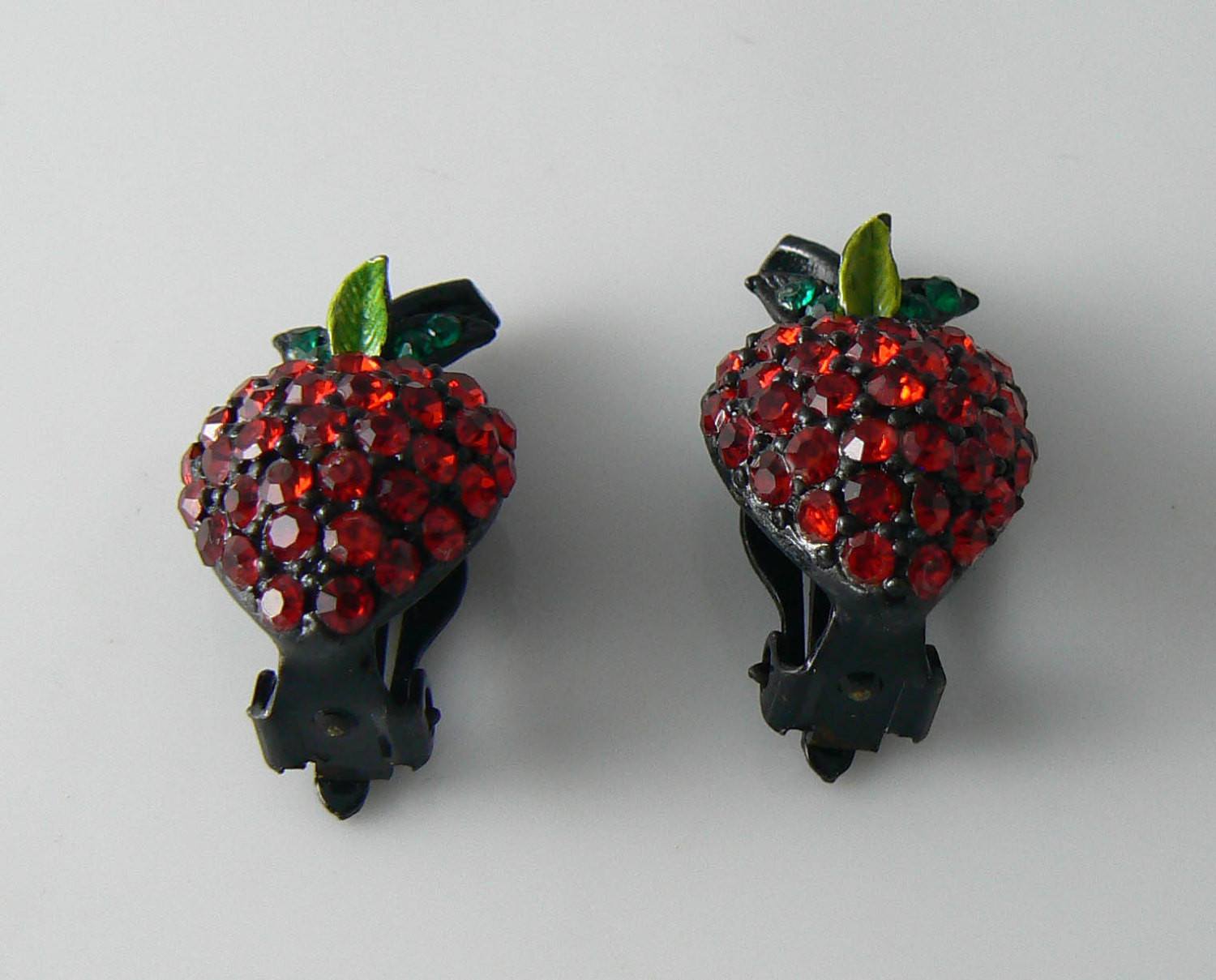 Hollycraft Figural Strawberry Pave Rhinestone Earrings - Vintage Lane ...