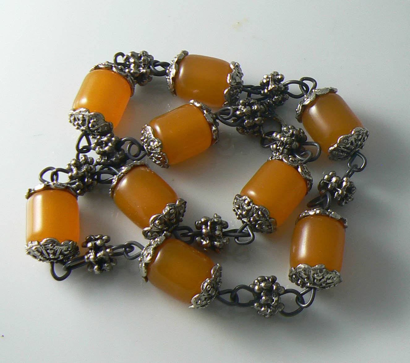 Vintage Butterscotch Amber Bakelite Egg Yolk Trade Bead Necklace