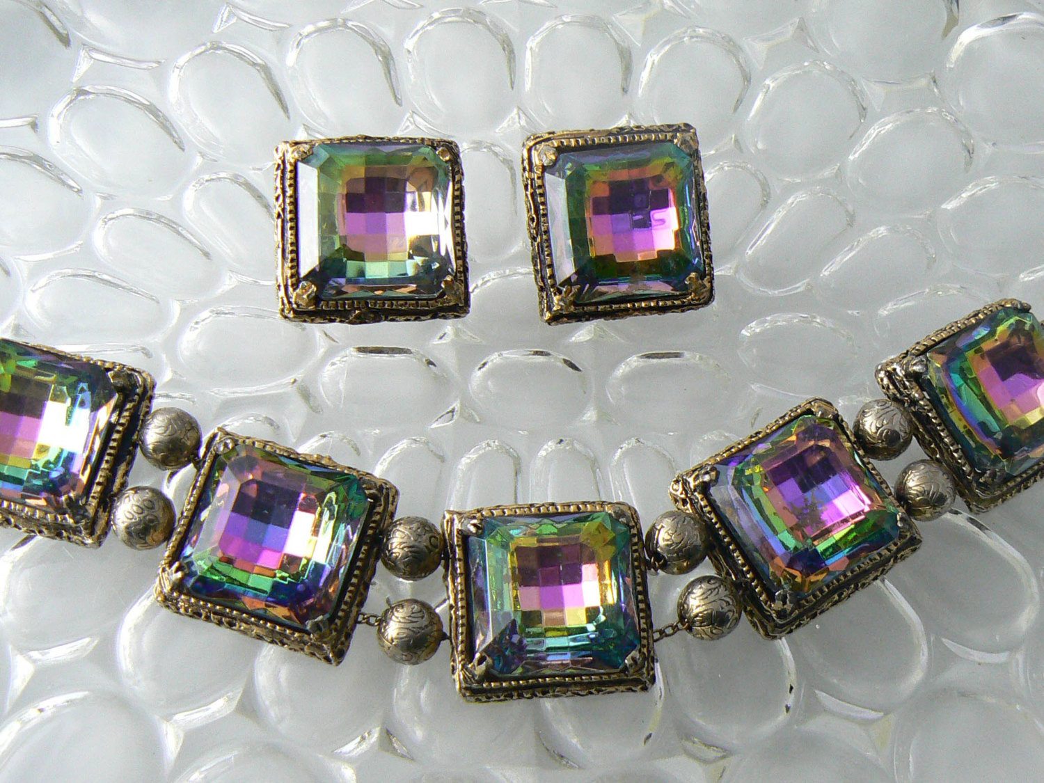 Classic Vintage Schiaparelli Watermelon Tourmaline Demi Parure
