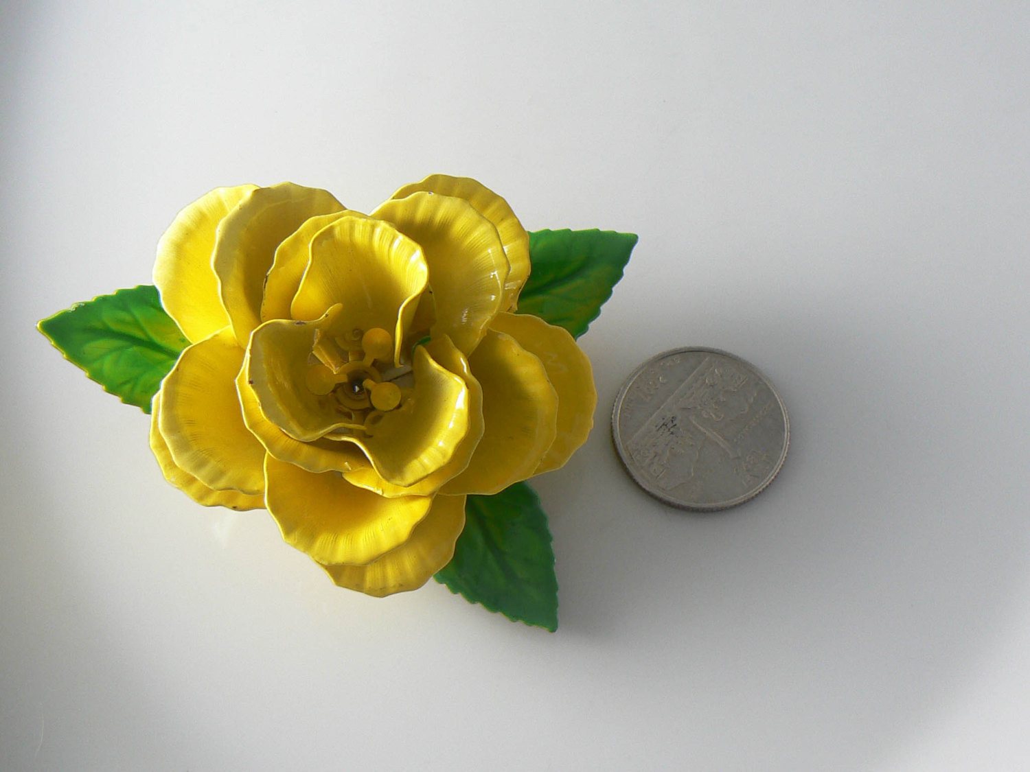 Enamel Yellow Rose Pin. - Vintage Lane Jewelry