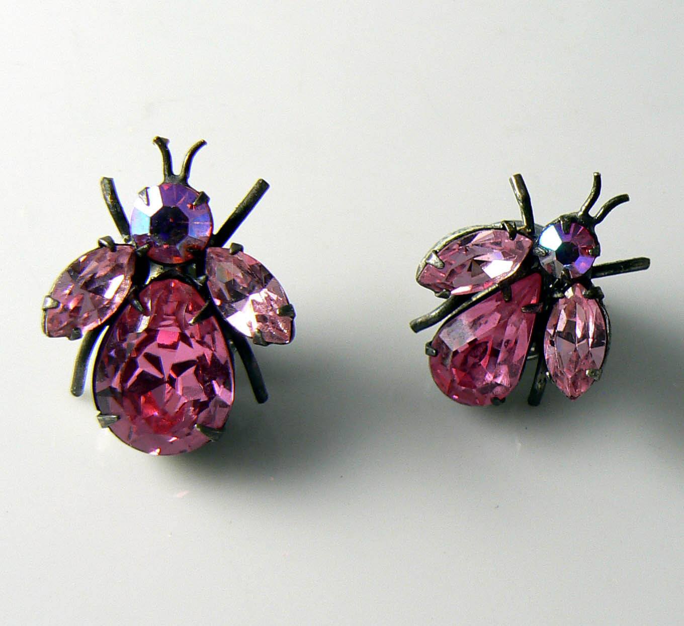 Regency Jewels Pink Ab Rhinestone Insect Pins