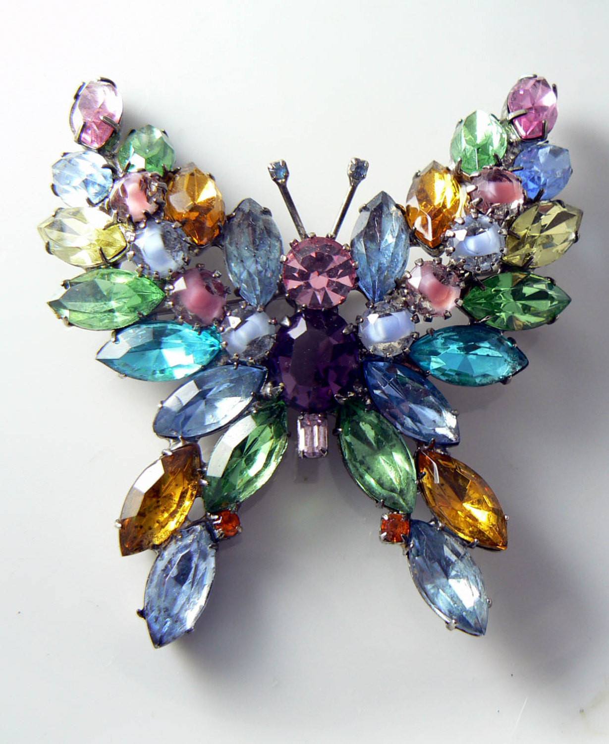 Kenneth J Lane Colorful Rhinestone Butterfly Brooch