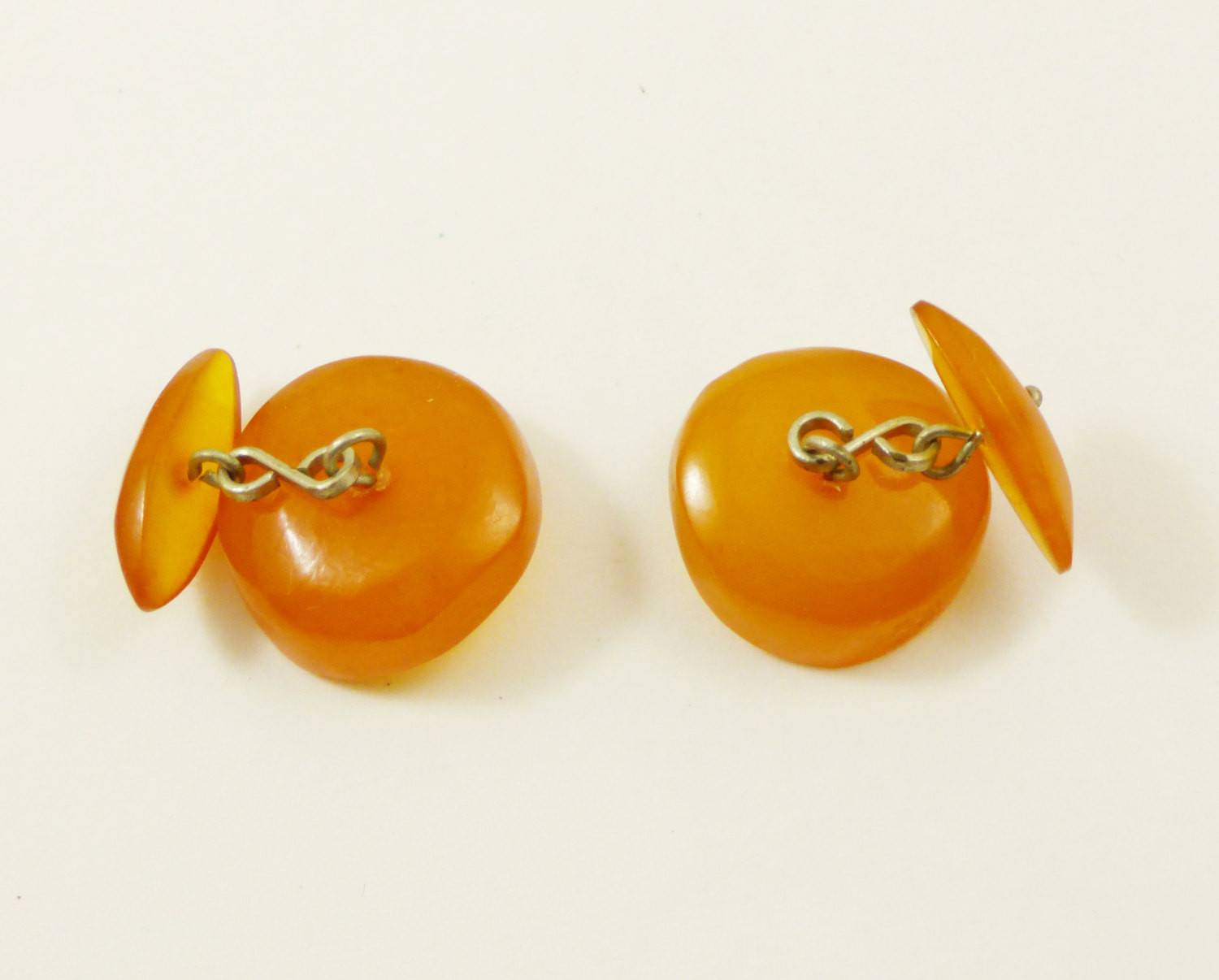 Vintage Baltic Amber Round Cufflinks - Vintage Lane Jewelry