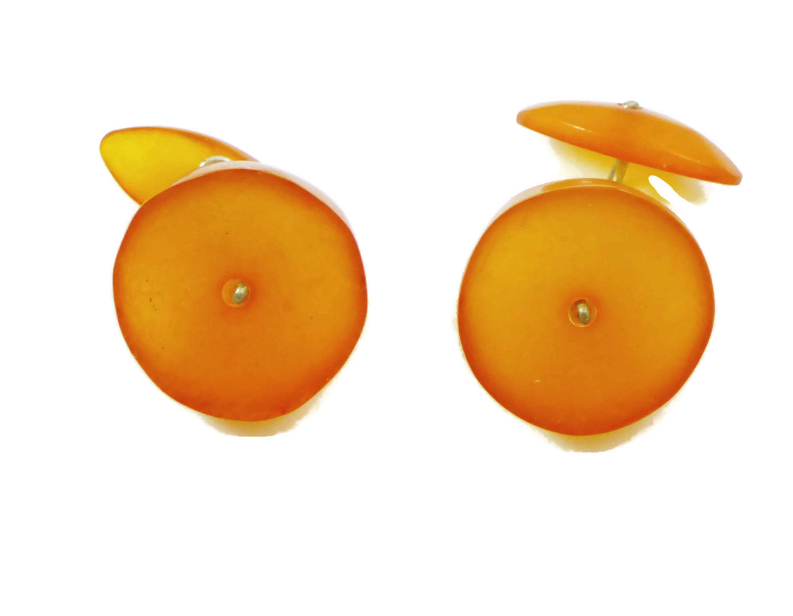 Vintage Baltic Amber Round Cufflinks