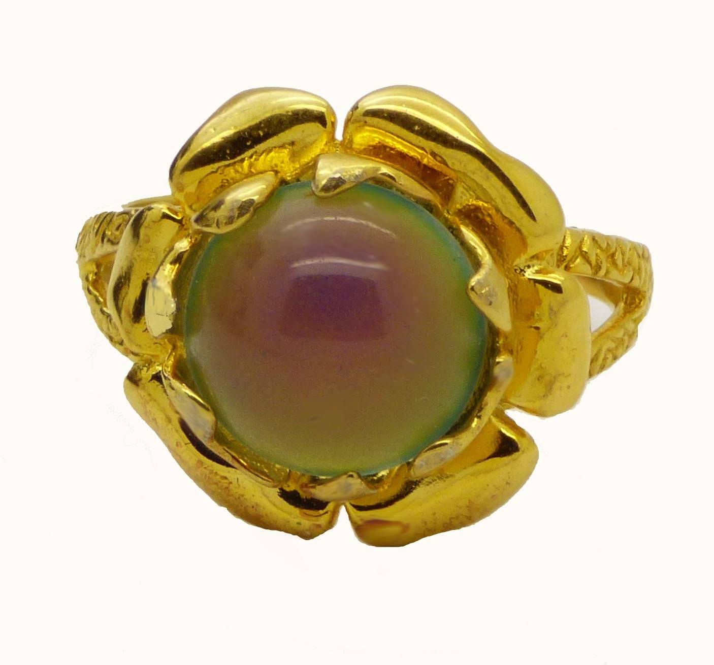Mood Ring Gold Rose 10mm Mood Stone Ring, adjustable