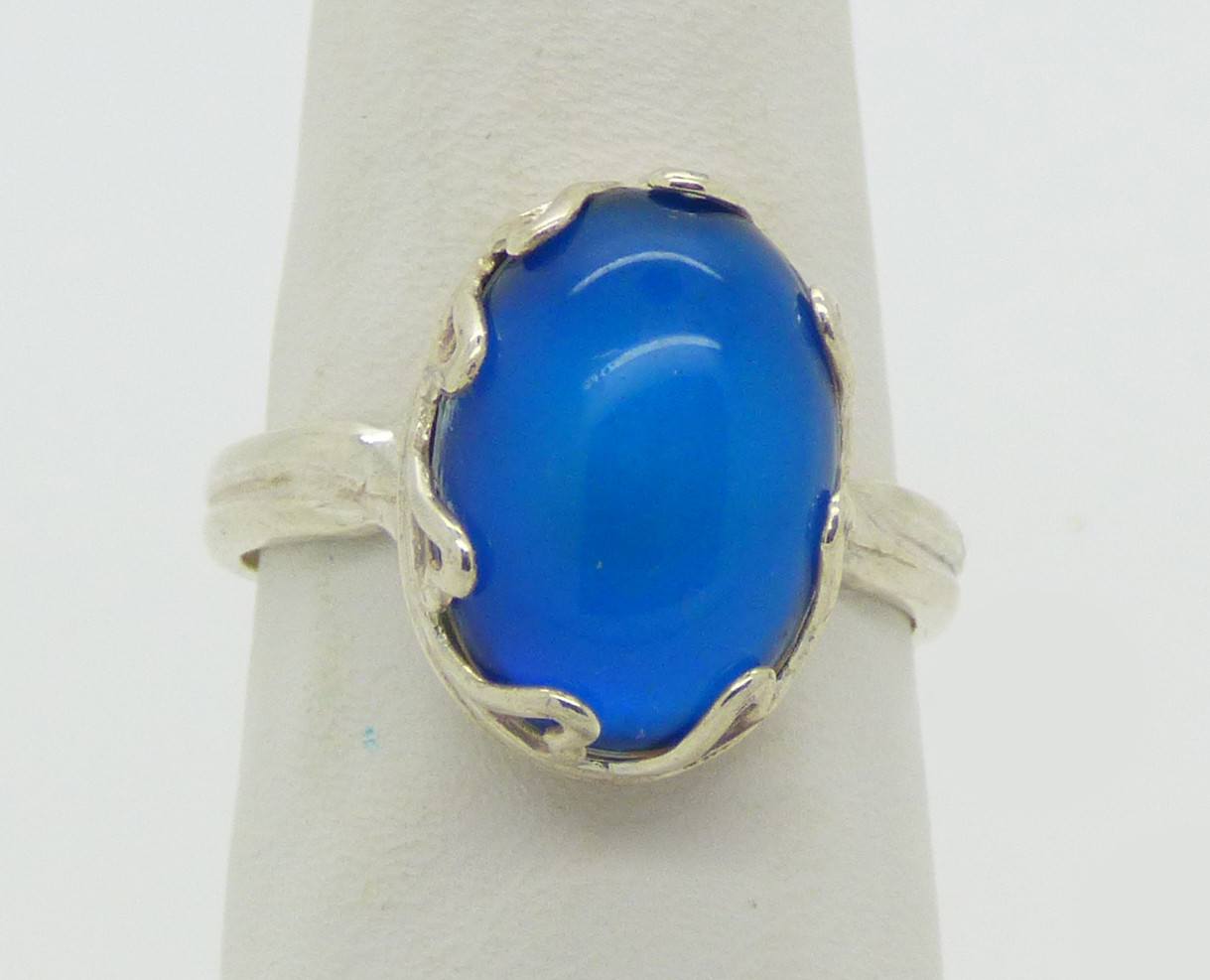 Oval Mood Ring Sterling Silver Setting, adjustable
