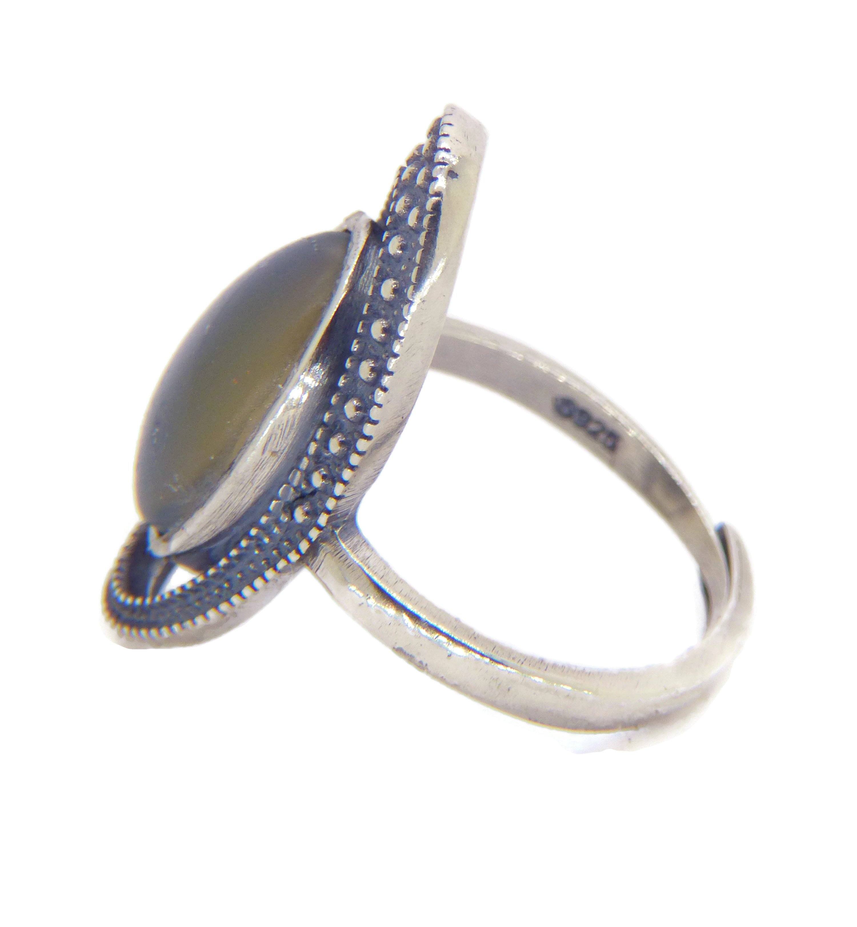 Oval Mood Stone Ring Sterling Silver - Vintage Lane Jewelry