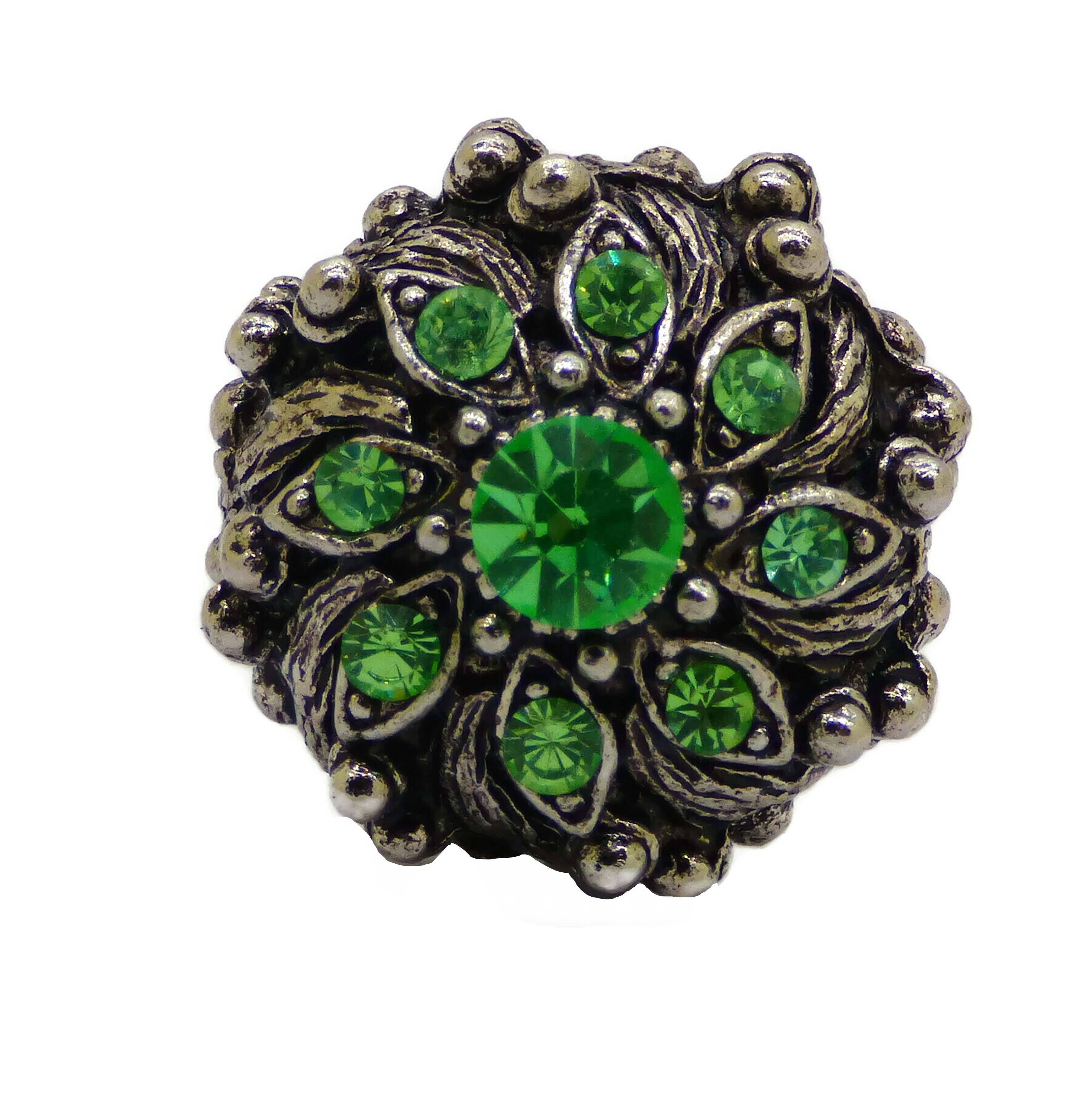 Vintage Antique Silver Plated Uranium Stone Ring